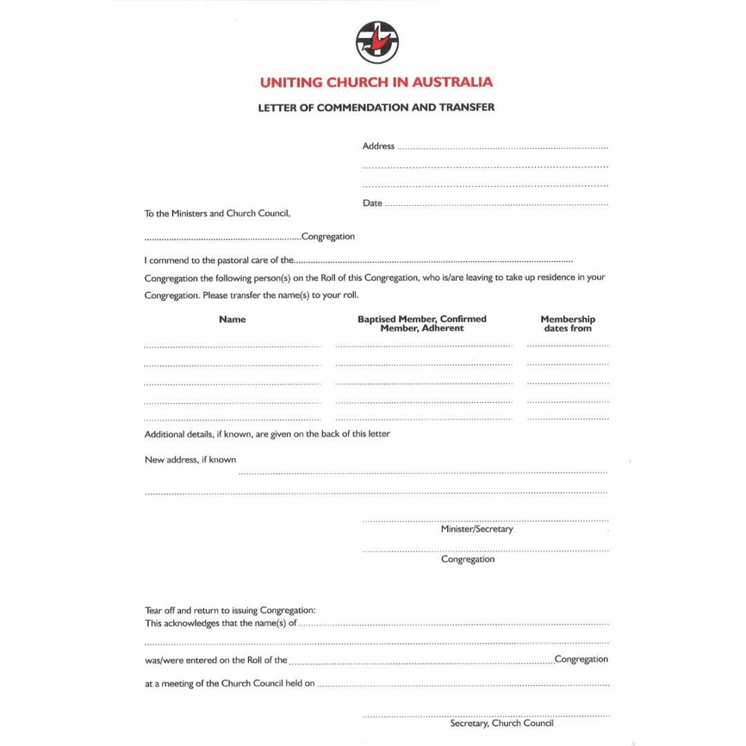 Letter of Commendation and Transfer - Uniting Church in Australia ...
